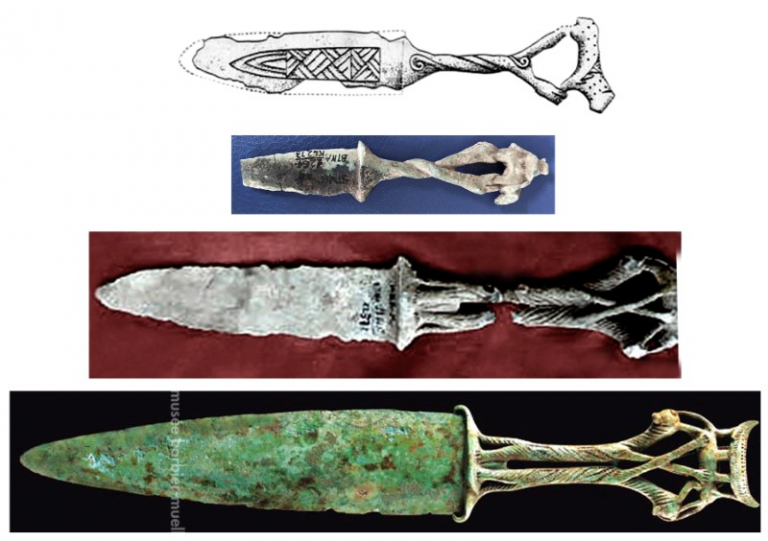 Quái chiêu tạo hình nghệ thuật Đông Sơn: Cán dao găm đúc hình rắn và hổ ...